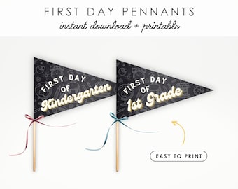 School Grade Level Pennant Flags, 1st Day of School, First Day of ...