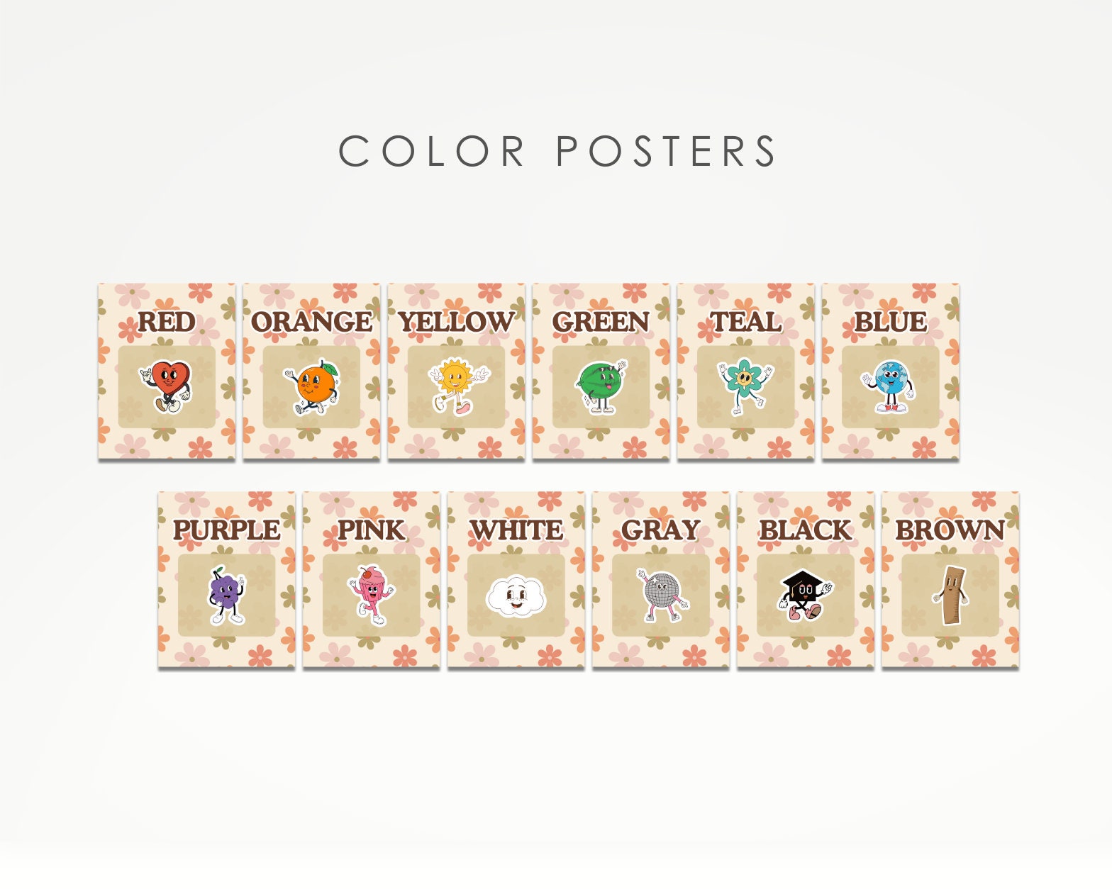 Classroom Shapes and Colors Printable Education Posters, Colorful ...