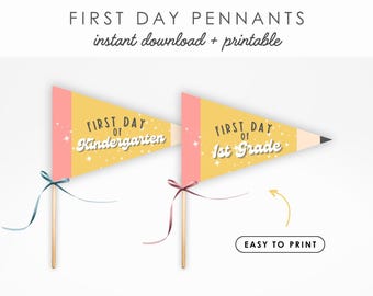 First Day of School Pennant Flag, Back to School Sign, First and Last ...