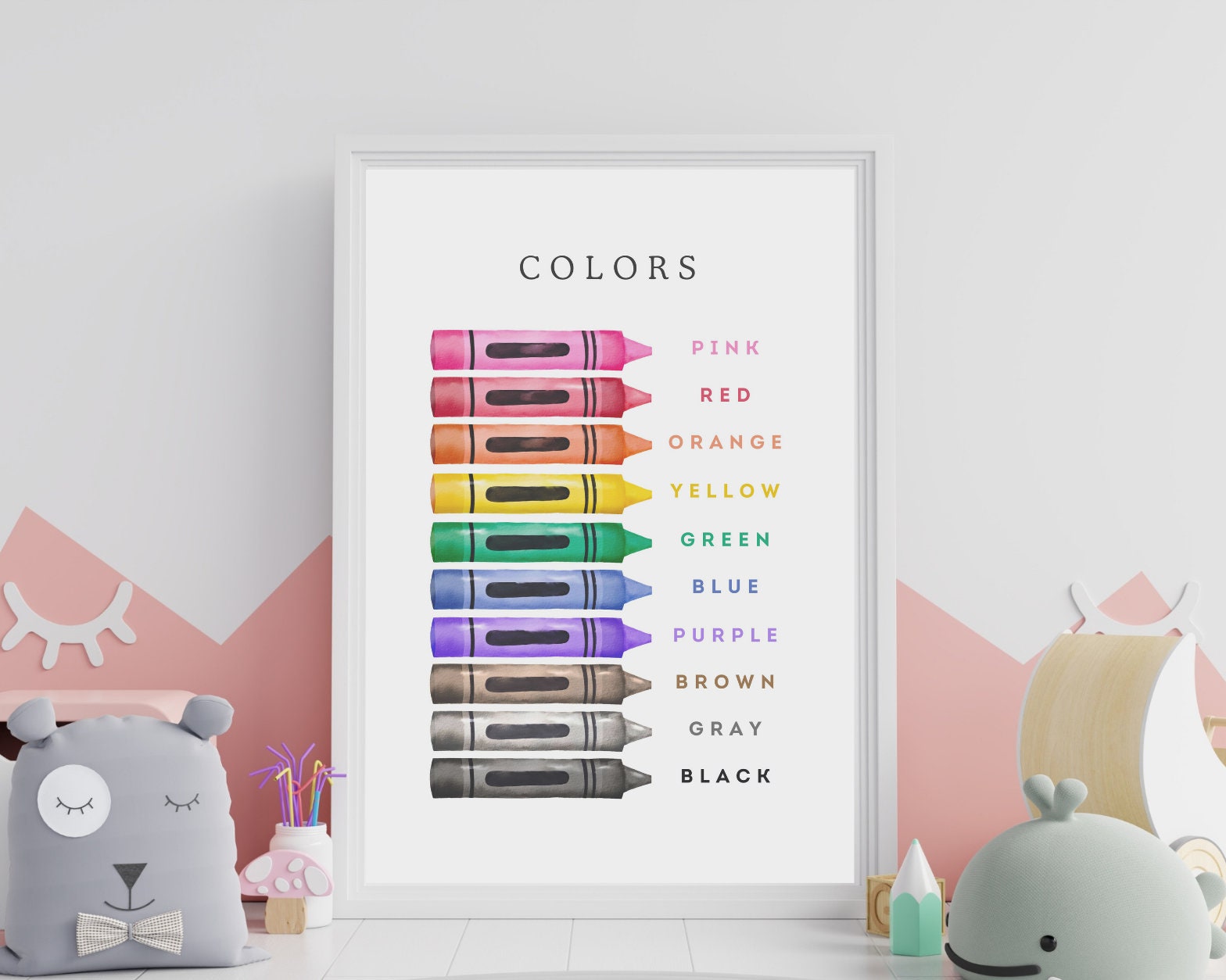 Colors Educational Poster, Playroom Watercolor Art, Colorful Homeschool ...