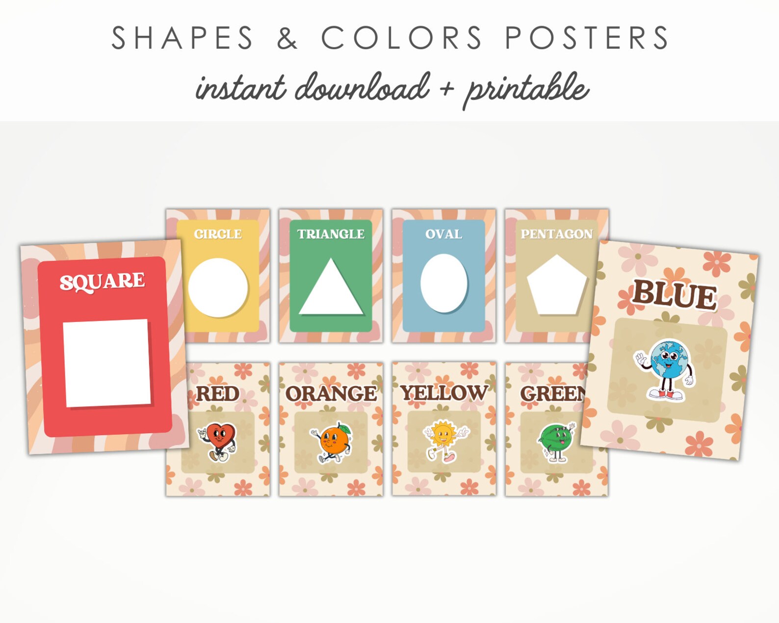 Classroom Shapes and Colors Printable Education Posters, Colorful ...
