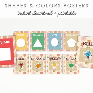 Classroom Shapes and Colors Printable Education Posters, Colorful ...