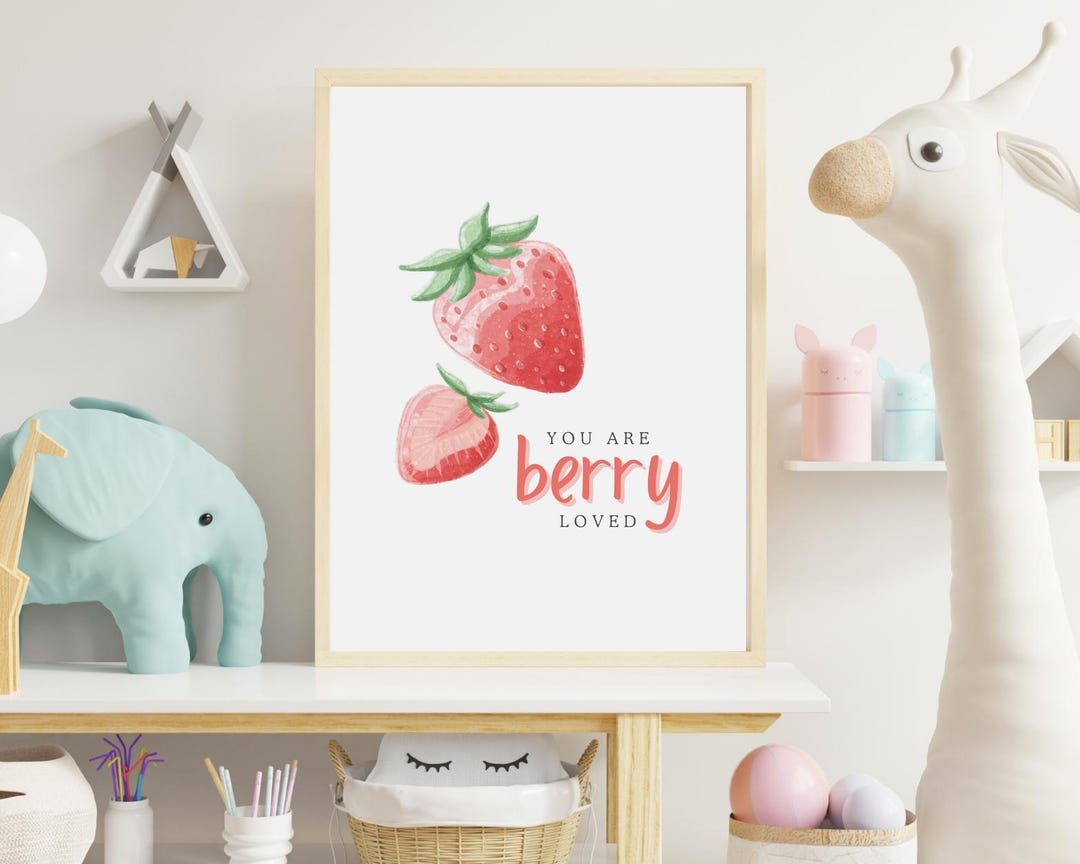 Strawberry Wall Art, Fruity Classroom Decor, Modern Nursery Poster ...