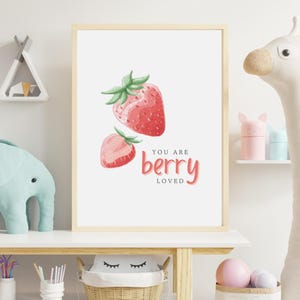Strawberry Wall Art, Fruity Classroom Decor, Modern Nursery Poster ...