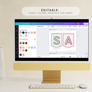 Watercolor Pastel Classroom Decor, Bulletin Board Letters, Editable in ...