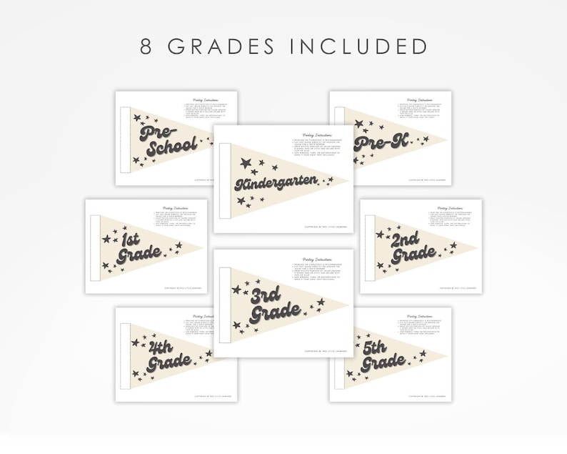 School Grade Level Pennant Flags, 1st Day of School, First Day of ...
