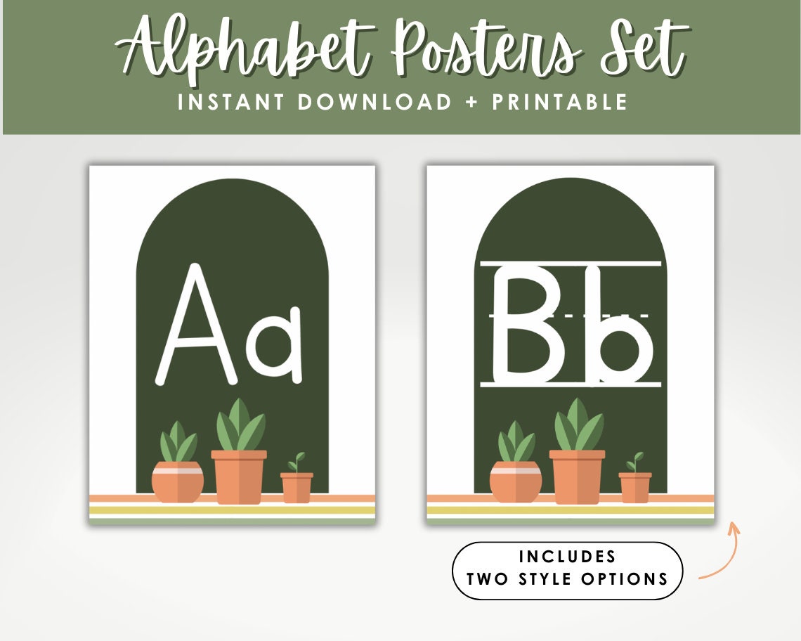 Plant Lady Classroom Decor Alphabet Posters Boho Two - Etsy