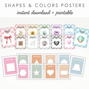 Classroom Shapes and Colors Printable Education Posters, Watercolor ...