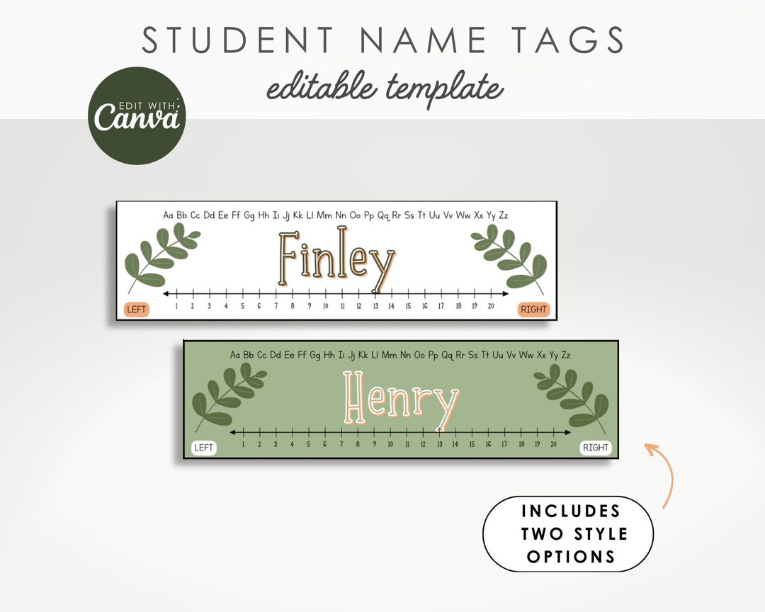 Plant Lady Classroom Decor, Student Name Tags Editable Canva Template ...