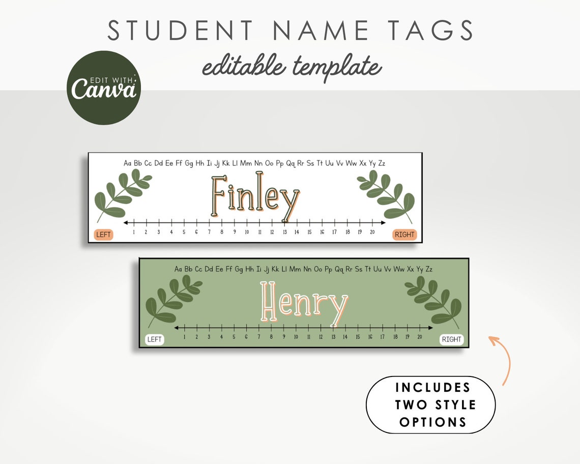 Plant Lady Classroom Decor, Student Name Tags Editable Canva Template ...