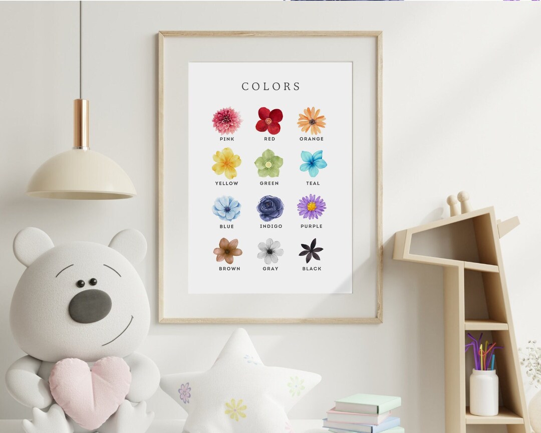 Colors Educational Poster, Playroom Watercolor Art, Colorful Homeschool ...