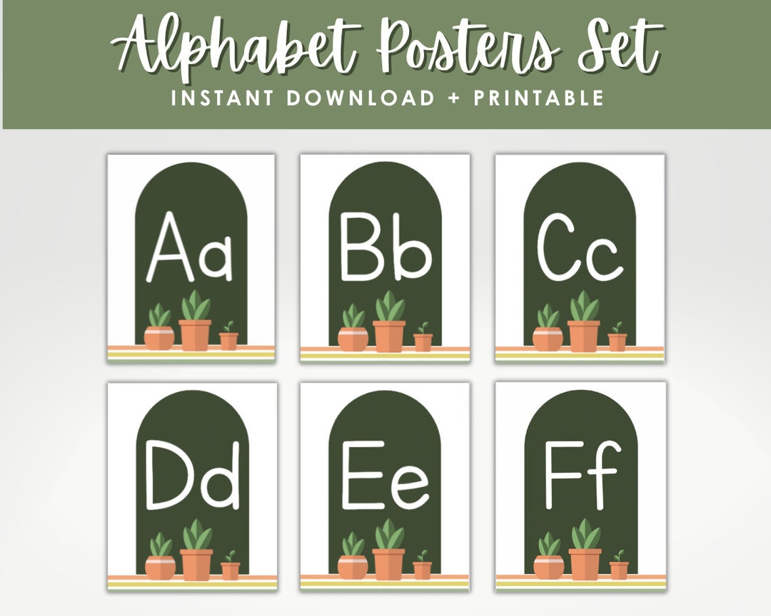 Plant Lady Classroom Decor Alphabet Posters Boho Two - Etsy