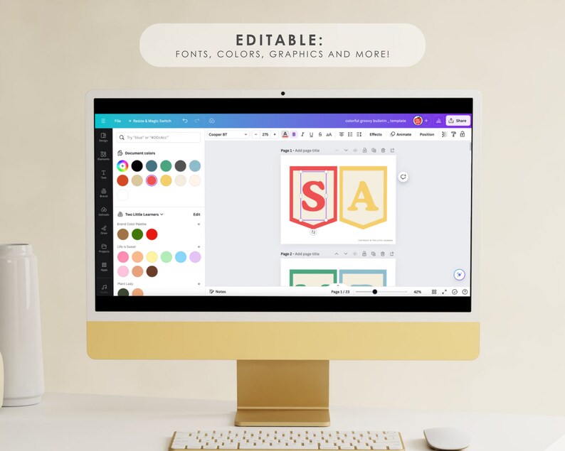 Groovy Retro Classroom Bulletin Board Letters, Editable in Canva ...