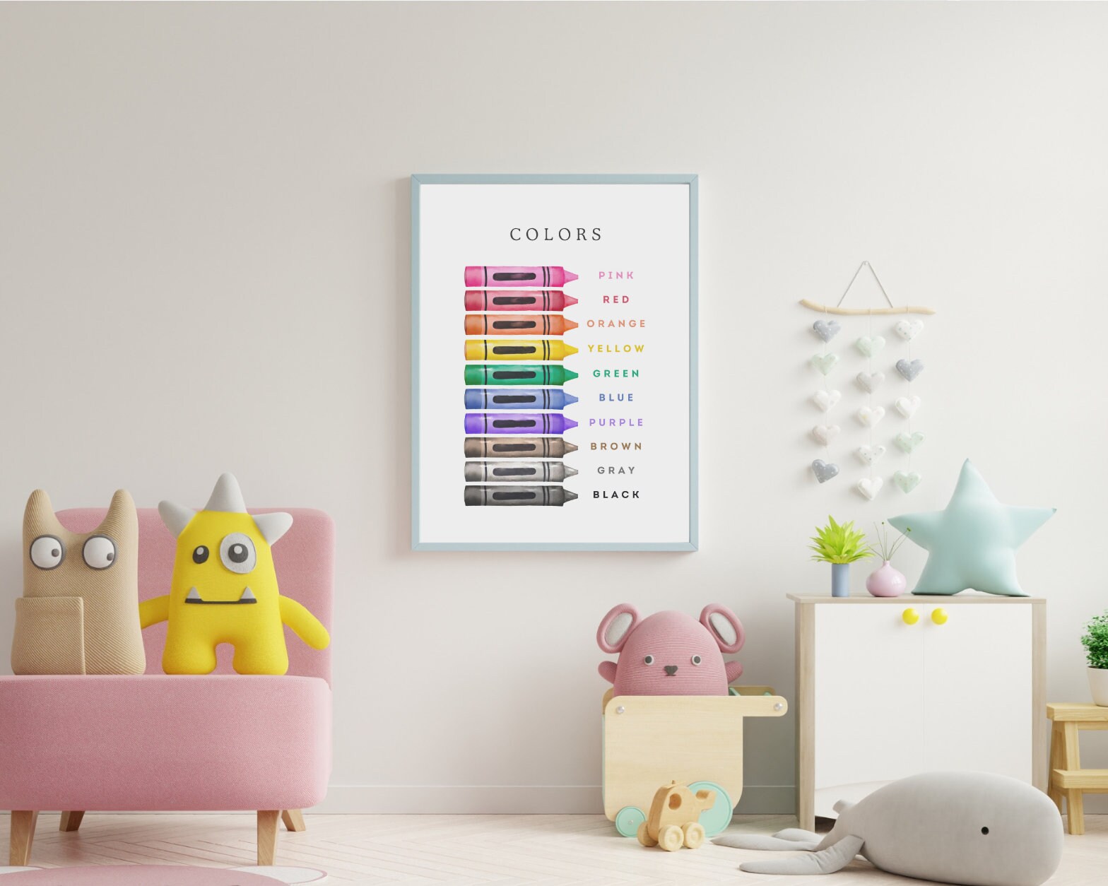 Colors Educational Poster, Playroom Watercolor Art, Colorful Homeschool ...
