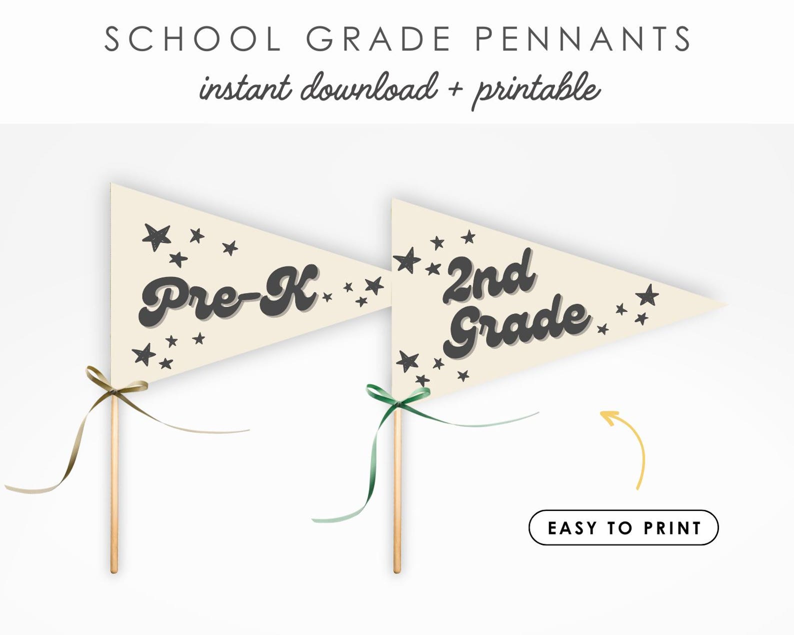 School Grade Level Pennant Flags, 1st Day of School, First Day of ...