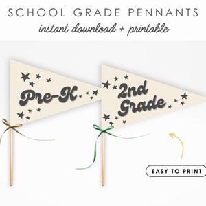School Grade Level Pennant Flags, 1st Day of School, First Day of ...