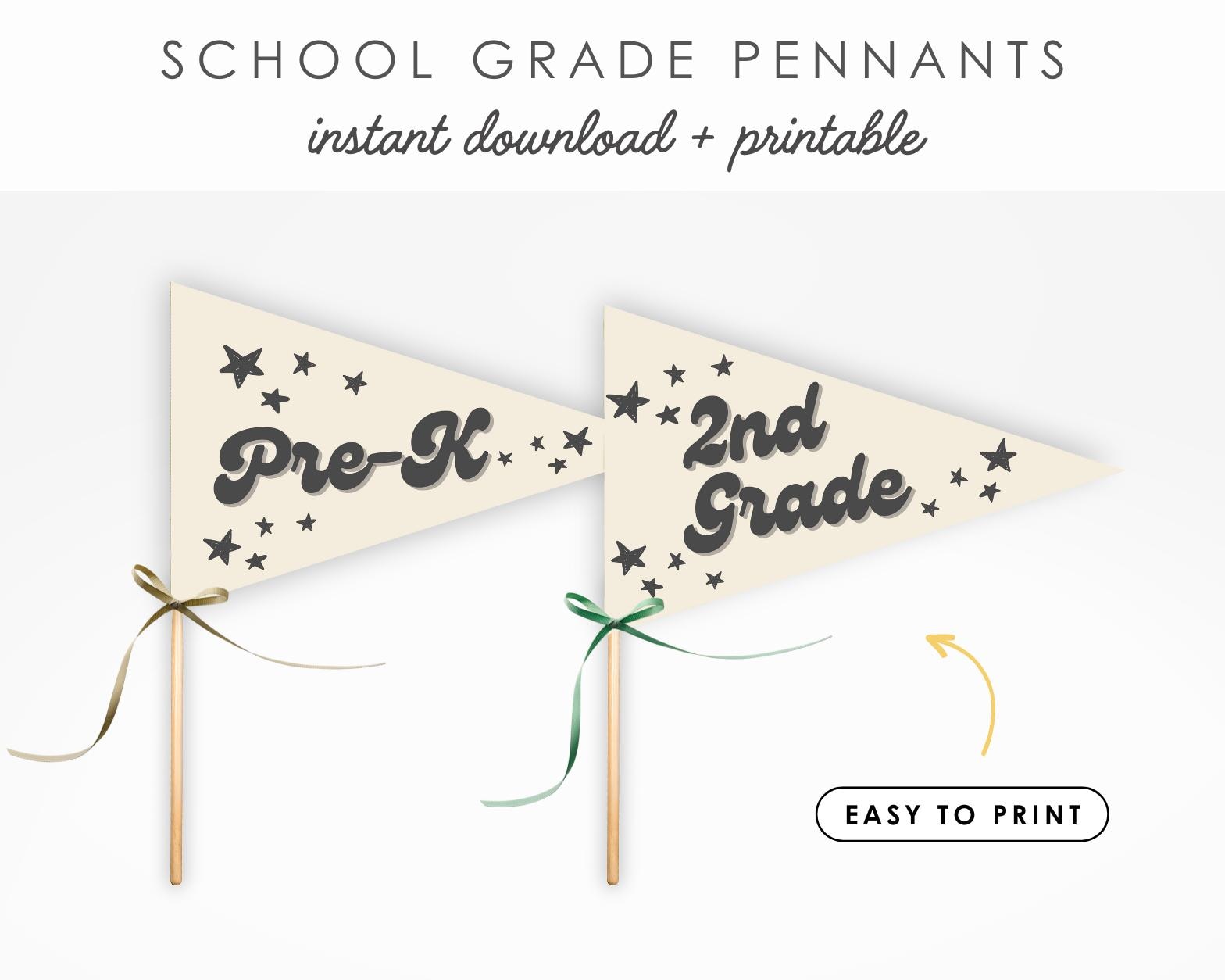 School Grade Level Pennant Flags, 1st Day of School, First Day of ...