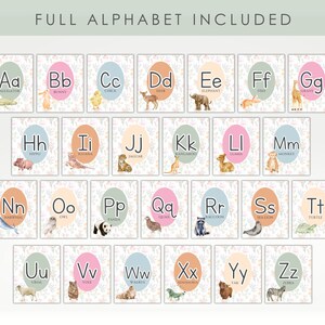Watercolor Pastel Classroom Decor, Alphabet Posters, Animal Letters ...
