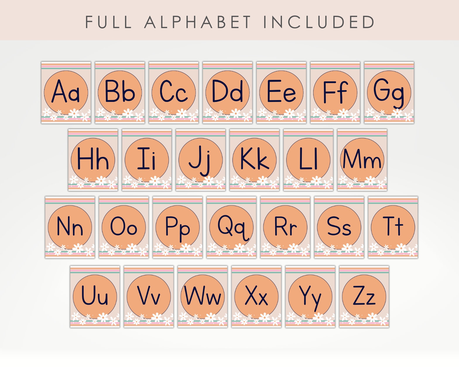 Flower Power Classroom Decor, Alphabet Posters, Retro Posters, Two ...