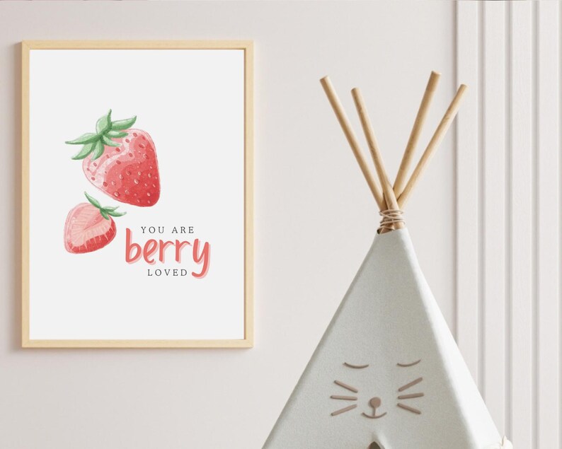 Strawberry Wall Art, Fruity Classroom Decor, Modern Nursery Poster ...