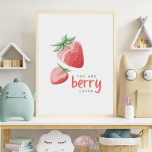 Strawberry Wall Art, Fruity Classroom Decor, Modern Nursery Poster ...
