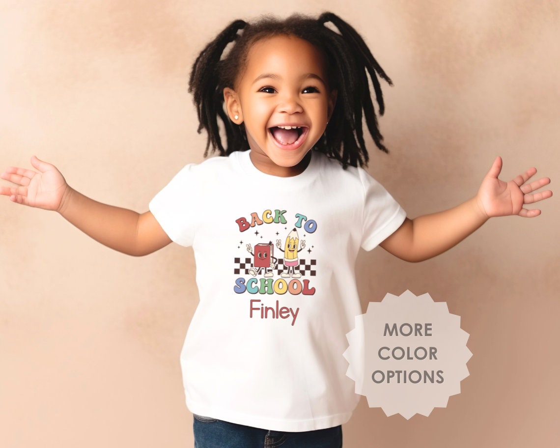 Custom First Day of School Kid's Tshirt With Name, Personalized Back to ...