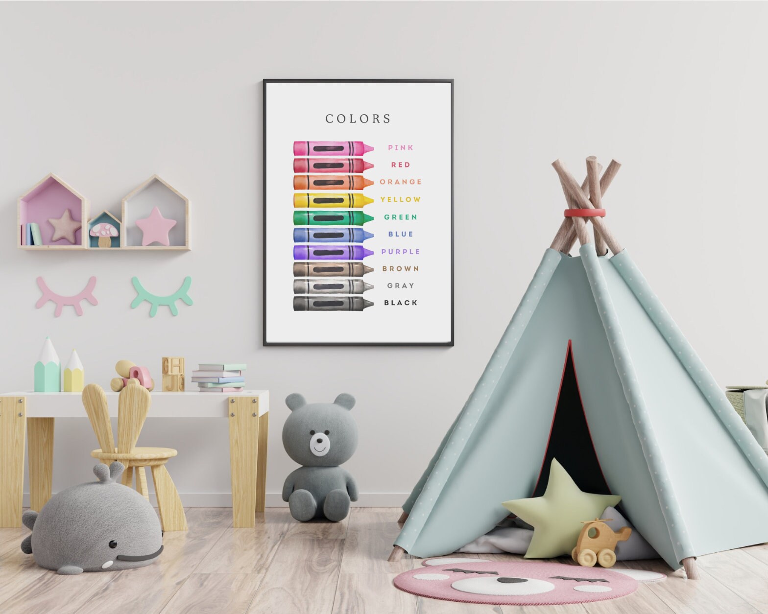 Colors Educational Poster, Playroom Watercolor Art, Colorful Homeschool ...