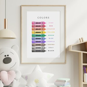 Colors Educational Poster, Playroom Watercolor Art, Colorful Homeschool ...