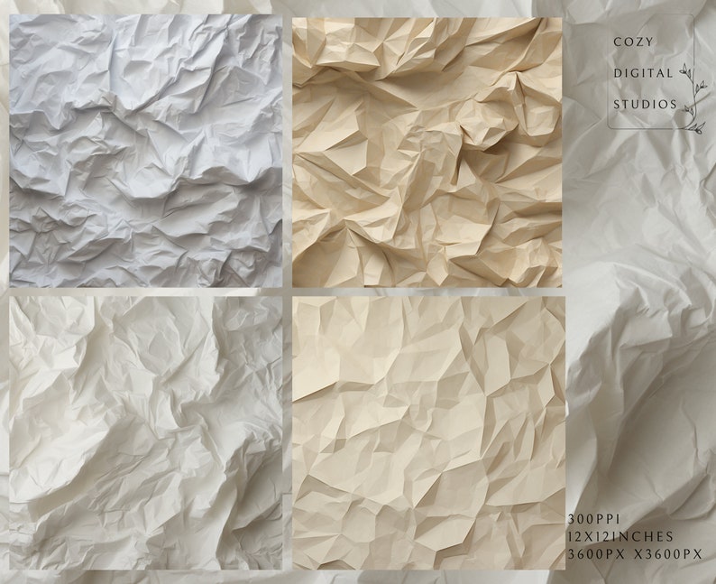 Crumpled Paper Texture Backgrounds: Scrapbook & Journal Ephemera ...