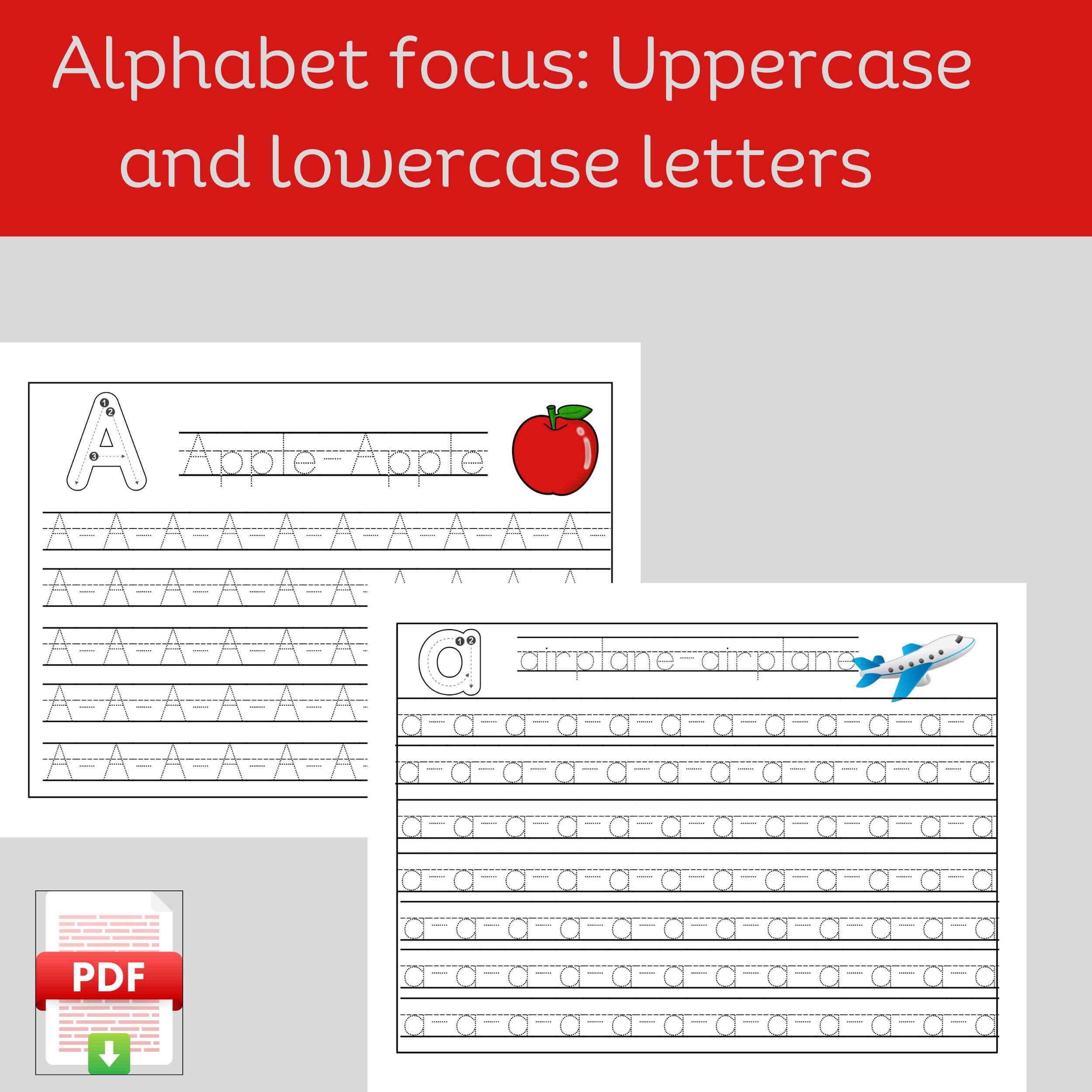 Tracing Alphabet uppercase and Lowercase Kindergarten Worksheets, Kids ...