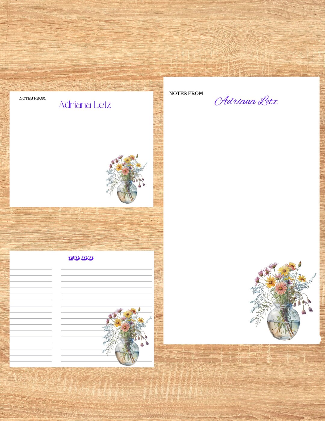 CUTE Set Personalized Notepads/set 2 Small and 1 Large Notepad ...