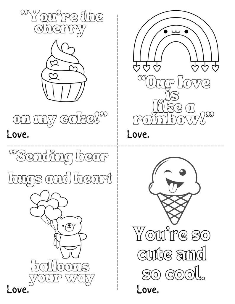 Printable Valentines Cards, Preschool Printable, Color Your Cute ...