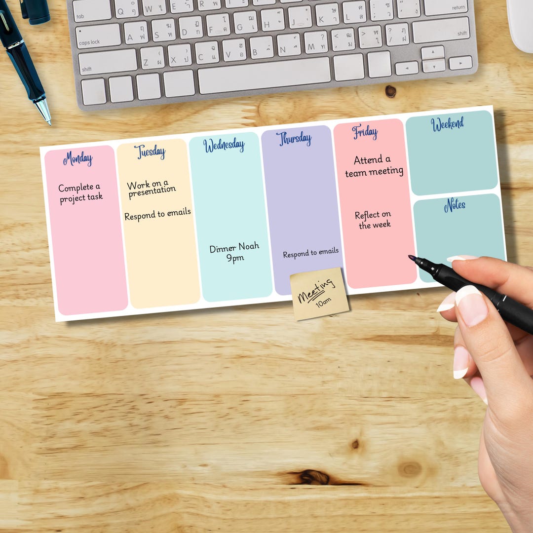 Colorful Weekly Keyboard Planner Pad | Vibrant Desk Notepad for To-do ...