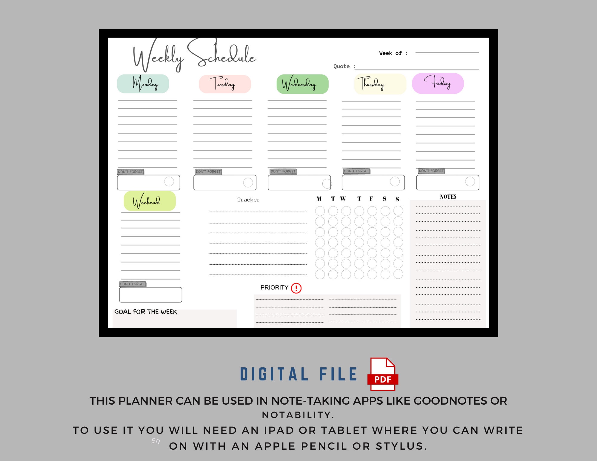 EDITABLE Weekly Planner Digital Download ,weekly Planner Printable ...
