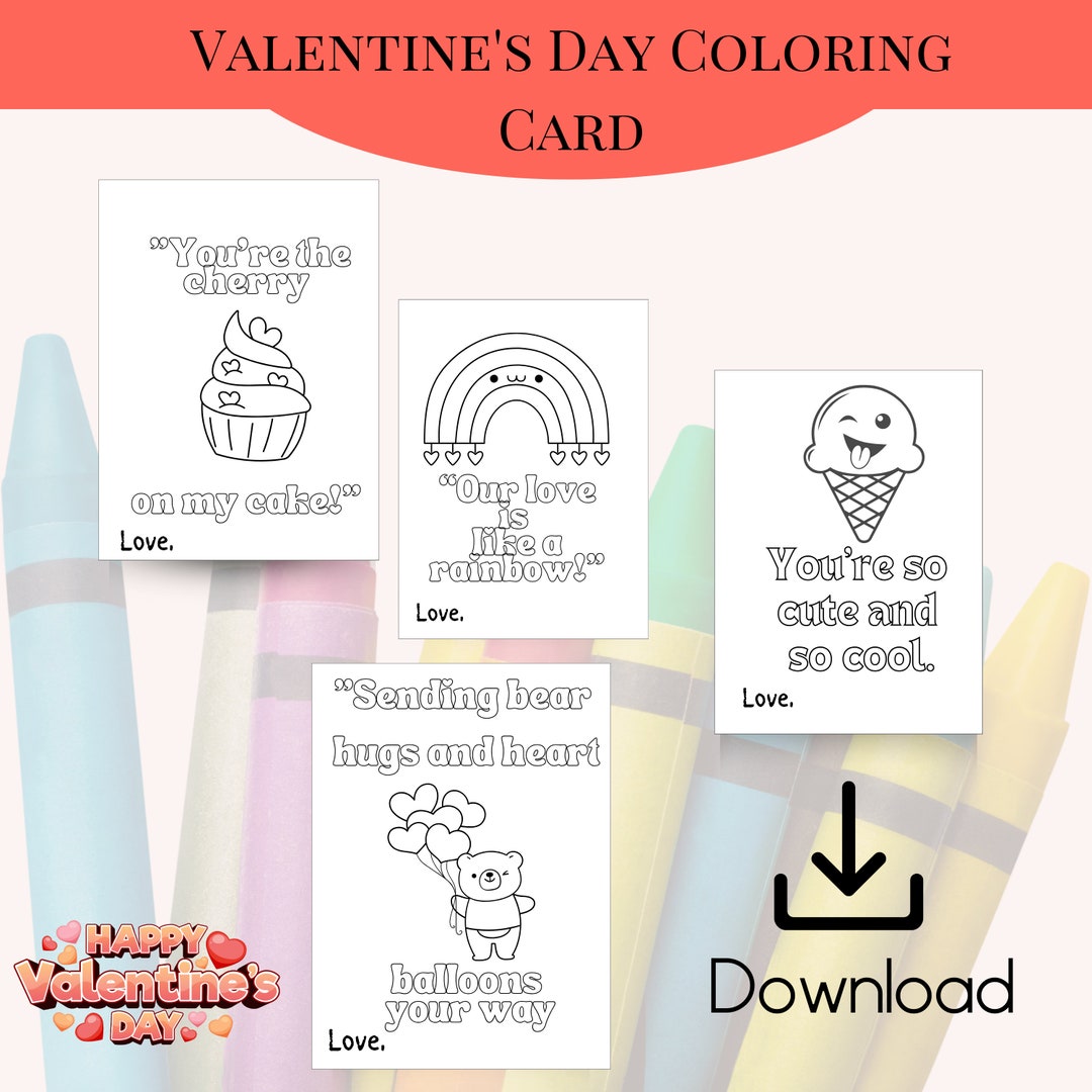 Printable Valentines Cards, Preschool Printable, Color Your Cute ...