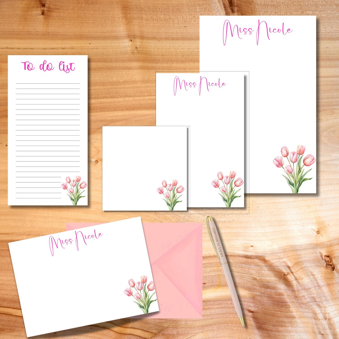 Personalized Notepad Set/complete Gift Sets/floral Blue Personalized ...