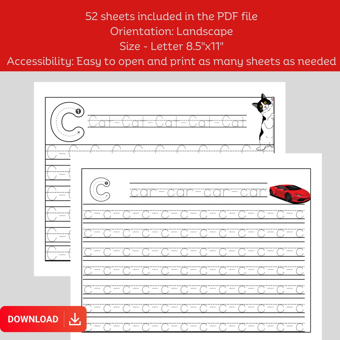 Tracing Alphabet uppercase and Lowercase Kindergarten Worksheets, Kids ...