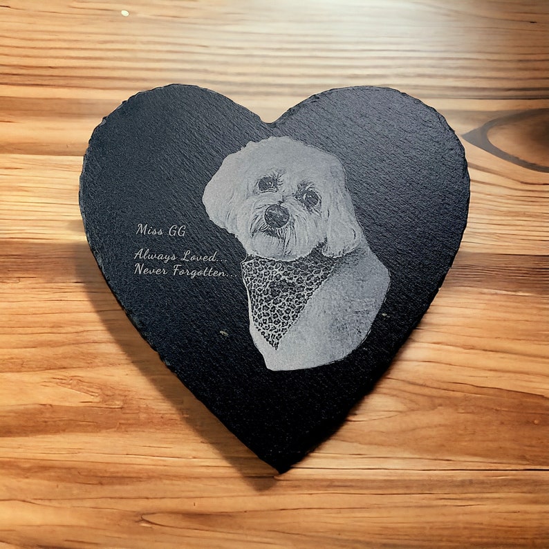Laser Engraved, Slate Pet Memorial Stone, Pet Portrait, Personalized ...