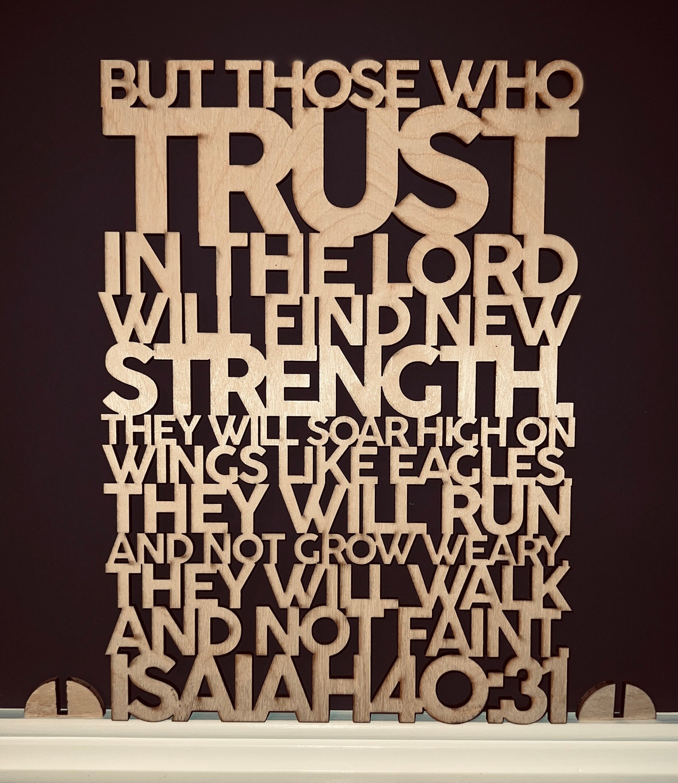 Wooden Faith Scripture Sign W/stand "isaiah 40:31" Laser Cut - Etsy