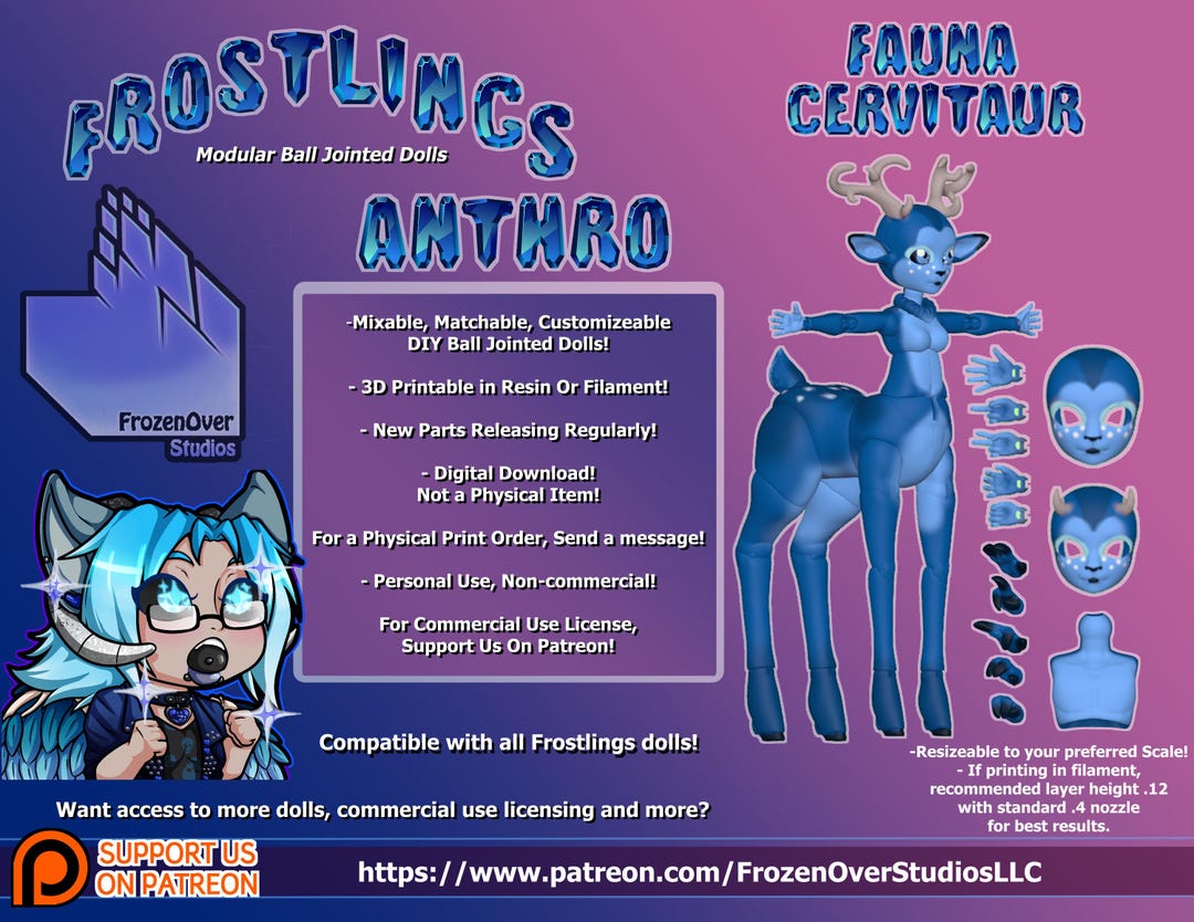 Frostlings Anthro: Fauna the Deer (cervitaur) - Etsy