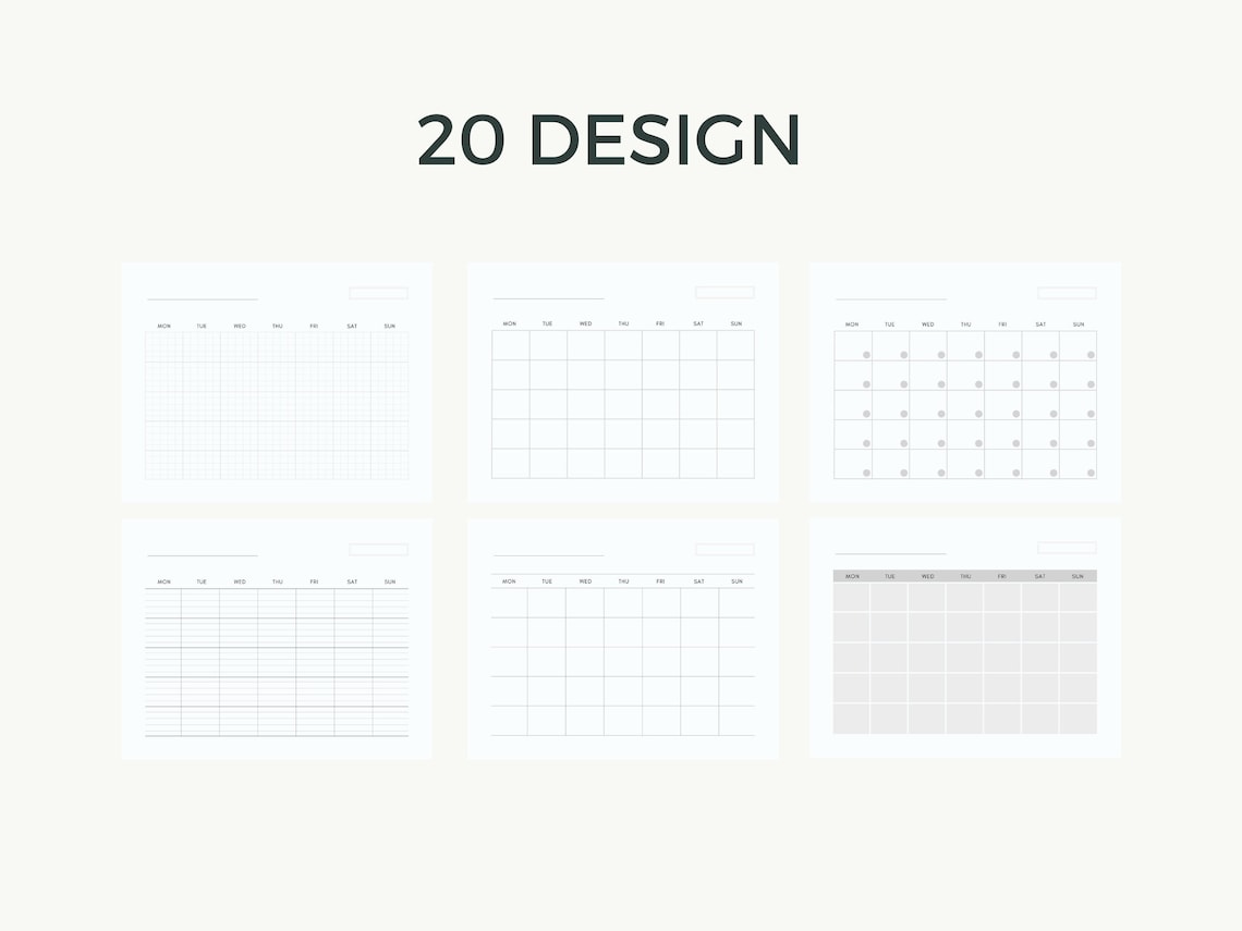 Blank Calendar, Printable Calendar, Minimal Calendar, Simple Calendar ...