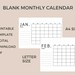 Classic Blank Calendar, Undated Printable Calendar, Simple Calendar ...