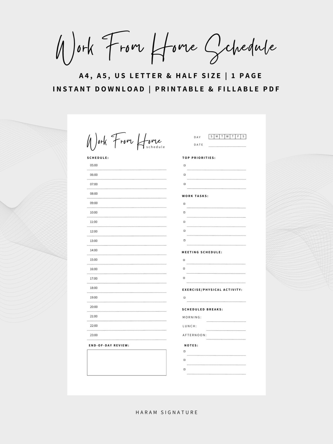 Work From Home Planner | WFH Schedule | Daily Planner | Work Planner | Printable Planner ...