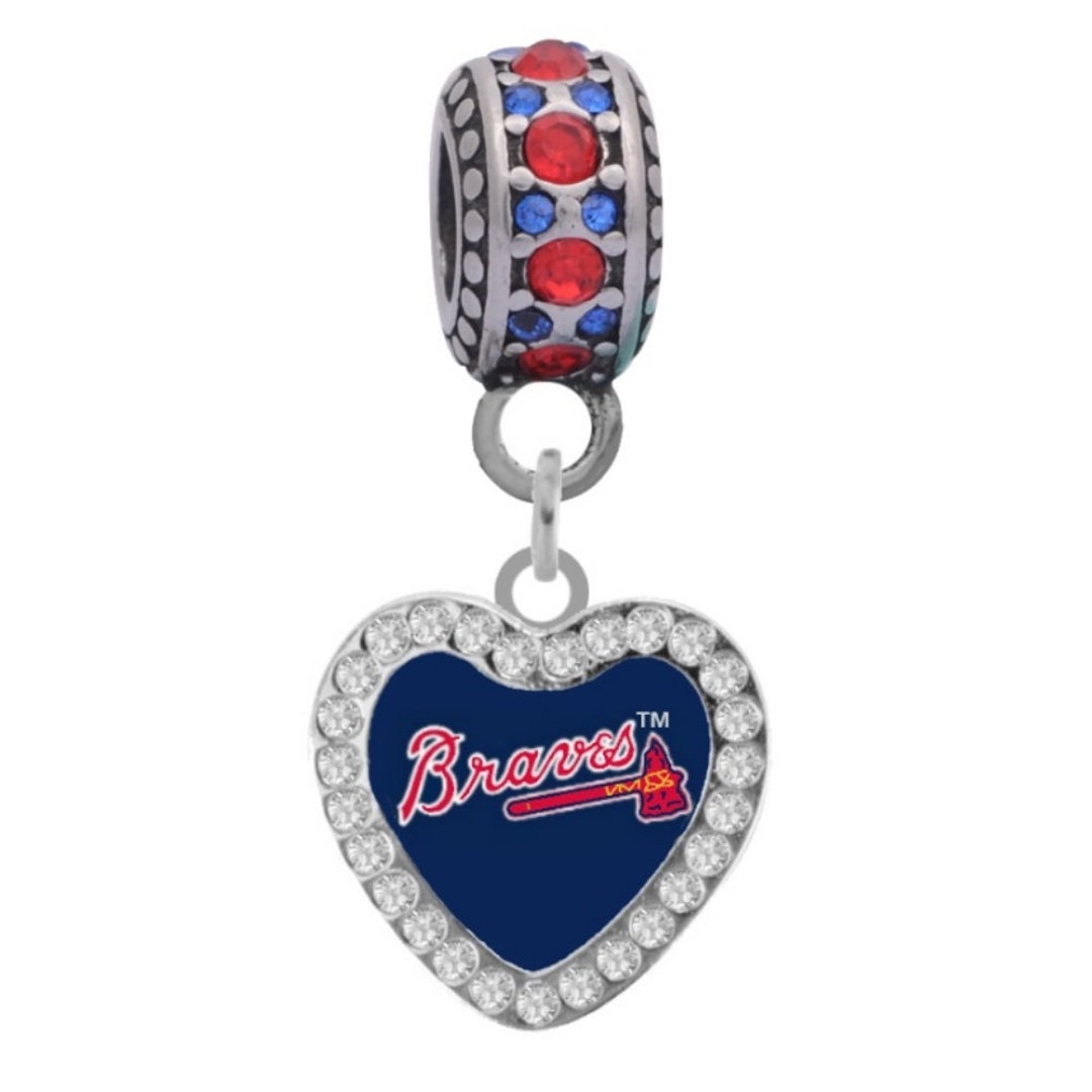 Atlanta Braves Crystal Heart Charm With Connector Bead - Etsy