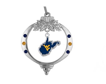 West Virginia Christmas Ornament Handmade Engraved Wooden Tree Bauble ...