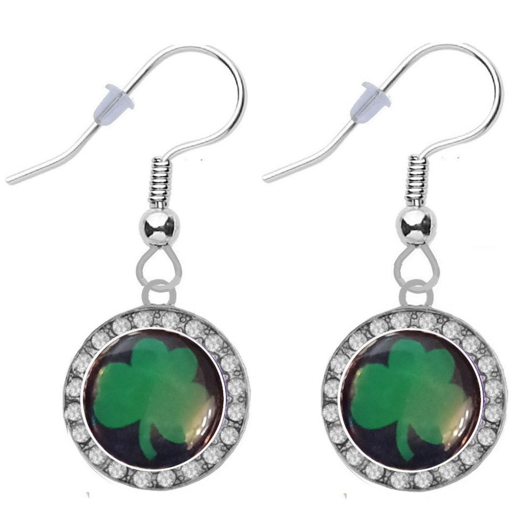 Notre Dame Clover Crystal Round Earrings - Etsy