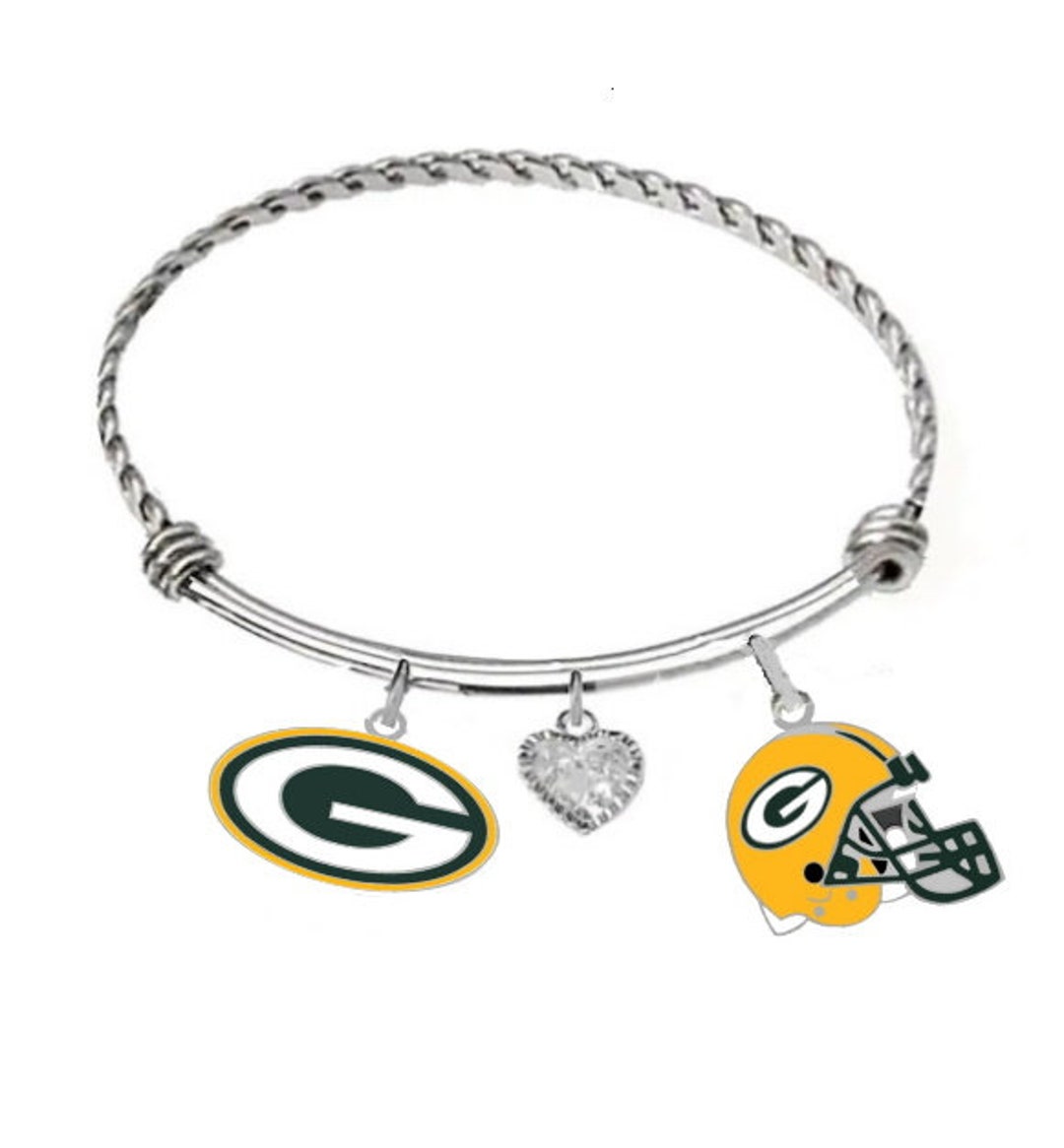 Green Bay Packers Adjustable Bangle Bracelet With 3 Charms - Etsy