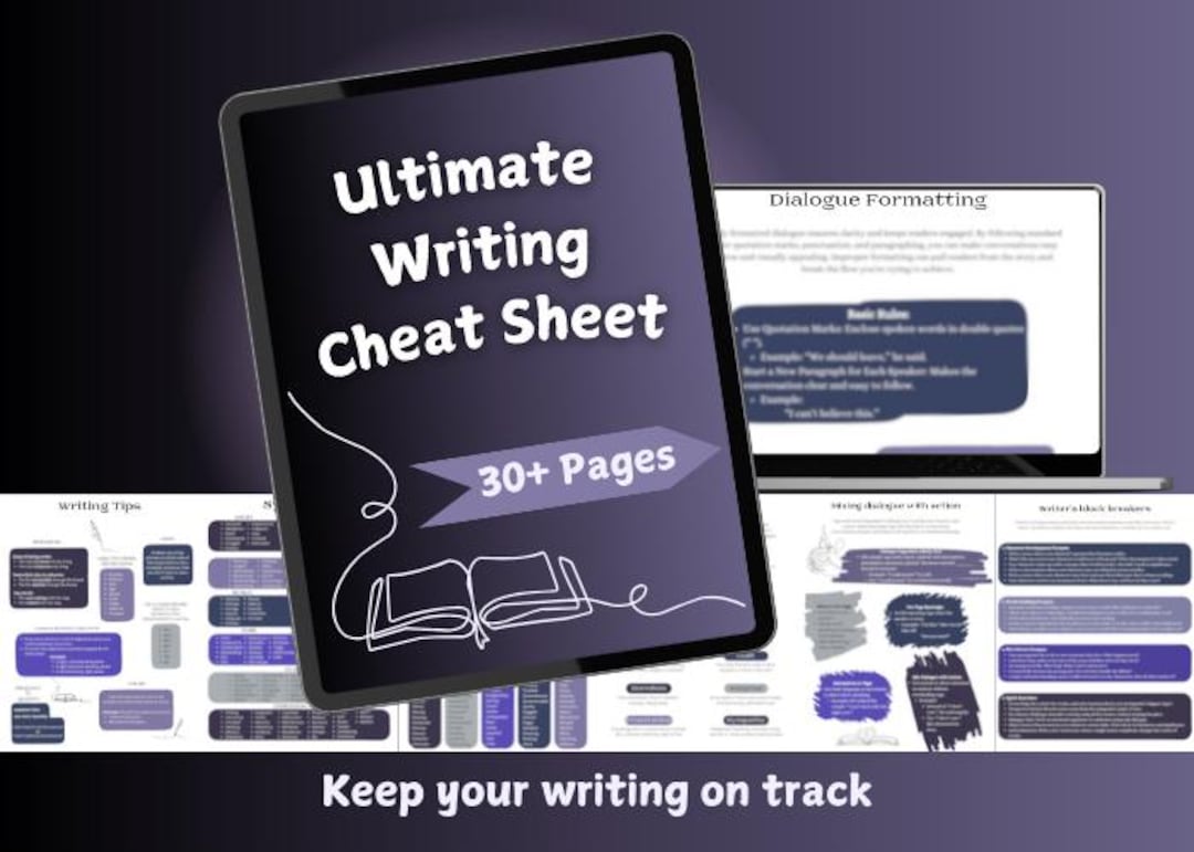 Writing Cheat Sheet | Digital and Printable | Author's Workbook ...