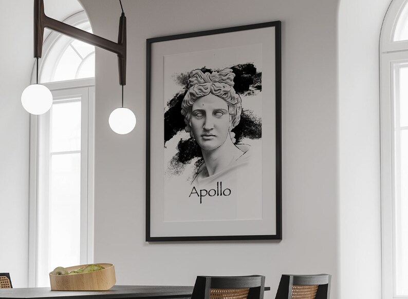 Apollo Greek Mythology Print, Printable Statue Draw, Watercolor ...
