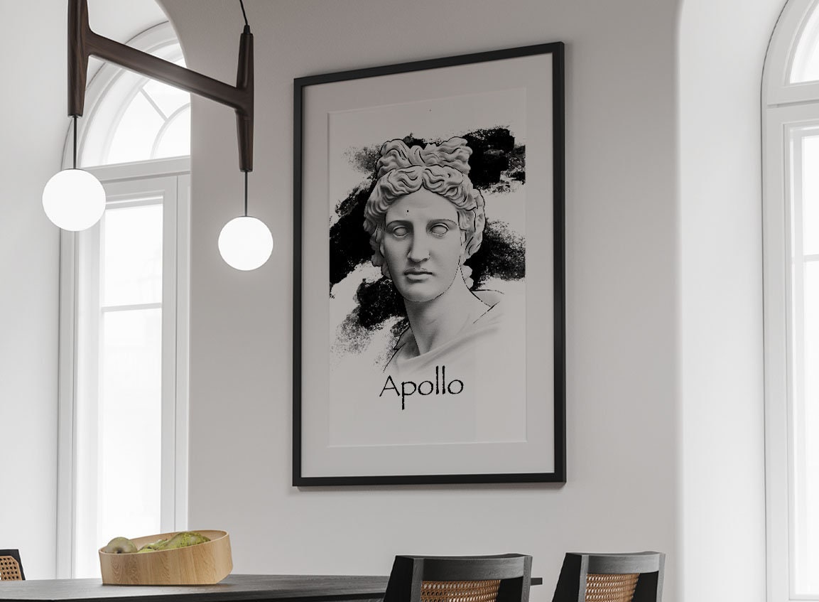 Apollo Greek Mythology Print, Printable Statue Draw, Watercolor ...